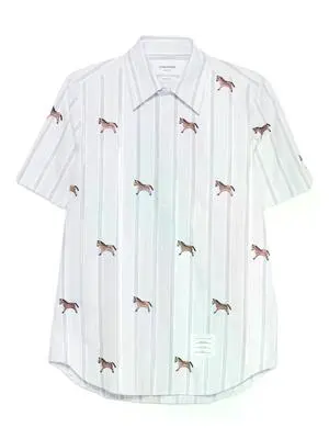 Thom Browne Horse Print Striped Shirt