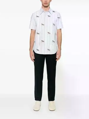 Thom Browne Horse Print Striped Shirt