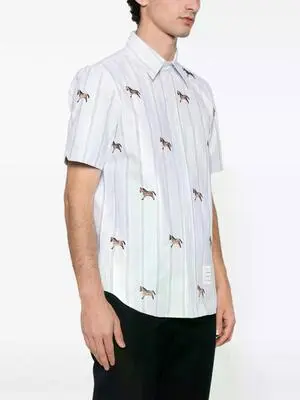 Thom Browne Horse Print Striped Shirt