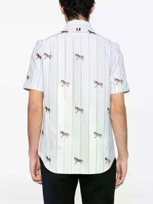 Thom Browne Horse Print Striped Shirt