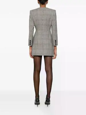 SELF-PORTRAIT Check Button Mini Dress
