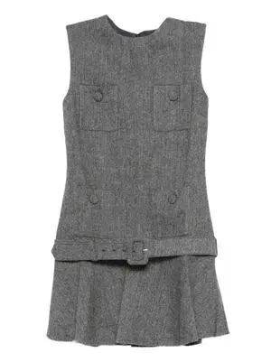 SELF-PORTRAIT Herringbone Buckled Mini Dress