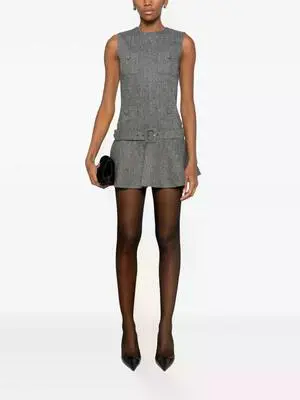 SELF-PORTRAIT Herringbone Buckled Mini Dress