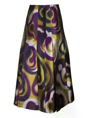 ODEEH Swirl Pleated Midi Skirt