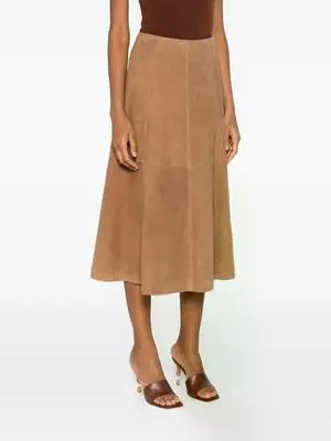 Simkhai Paneled Suede Midi Skirt