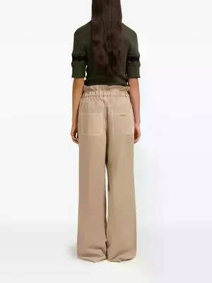 Marni Gabardine Trousers With Embossed Leather Patch