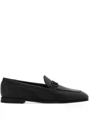 FERRAGAMO Gancini Almond-toe Loafers - Black