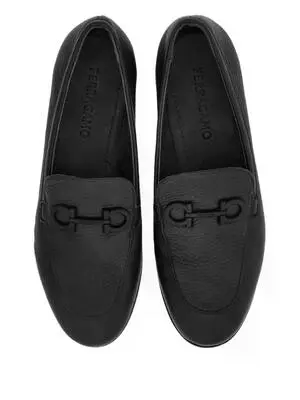 FERRAGAMO Gancini Almond-toe Loafers - Black