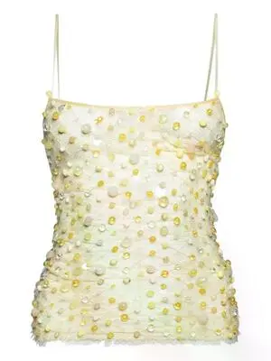 ROBERTA EINER Beaded Fishnet Top - Neutrals