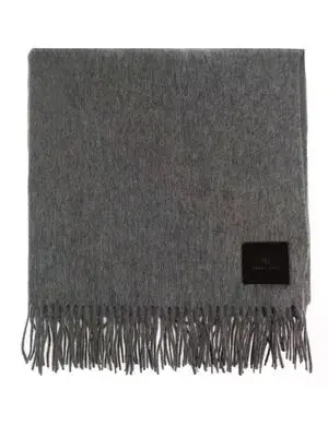ANINE BING Fringed Wool Scarf - Grey
