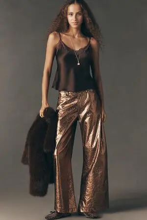 PILCRO Gilded Faux Leather Carpenter Pants
