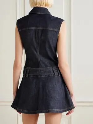 SELF-PORTRAIT Belted Denim Mini Dress