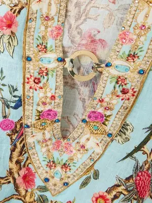 Camilla Crystal-embellished Printed Linen Kaftan