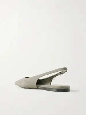 Brunello Cucinelli Embellished Suede Slingback Flats