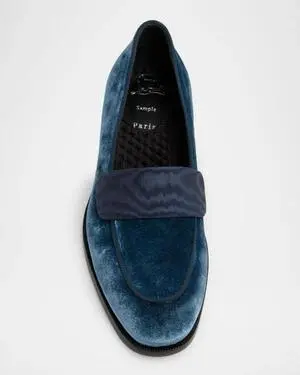 CHRISTIAN LOUBOUTIN O Louvre Velvet Loafers - Blue