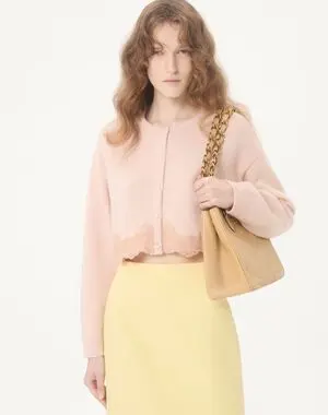 Valentino Garavani Wool Cardigan With Lace Trim