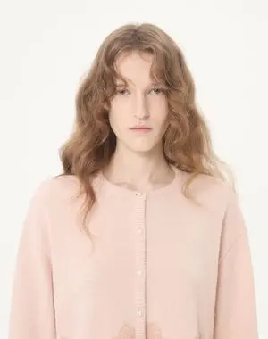 Valentino Garavani Wool Cardigan With Lace Trim
