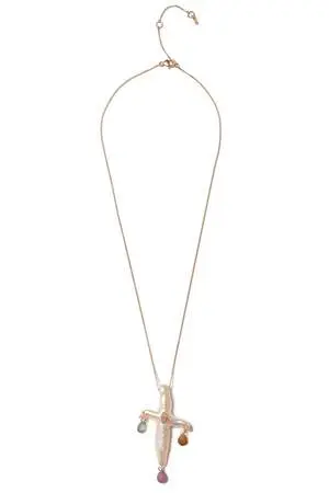Chan Luu Chandelier Cross Necklace - Pearl