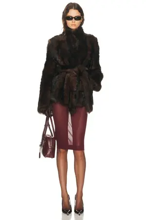 Nour Hammour Portia Shearling Aviator Jacket - Brown Marble