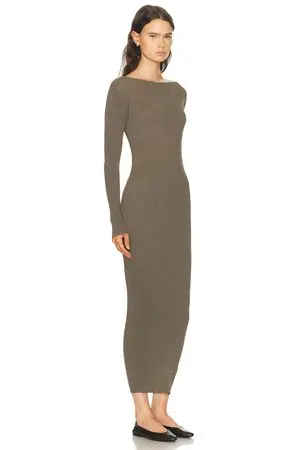 LESET Blake Ribbed Maxi Dress - Moss