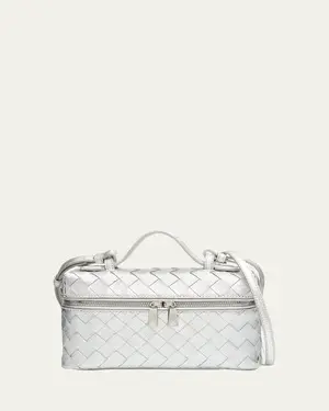 Bottega Veneta Laminated Leather Vanity Crossbody Bag - Silver