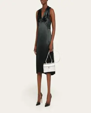 Bottega Veneta Laminated Leather Vanity Crossbody Bag - Silver
