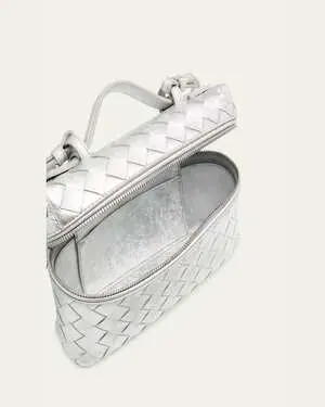 Bottega Veneta Laminated Leather Vanity Crossbody Bag - Silver