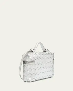 Bottega Veneta Laminated Leather Vanity Crossbody Bag - Silver