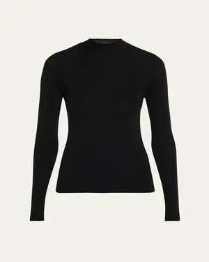 Majestic Filatures Merino Silk Micro Rib Knit T-shirt - Noir