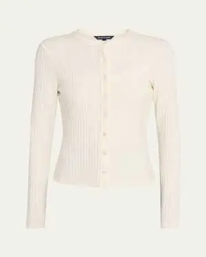 Veronica Beard Lira Pointelle Cardigan - Ecru
