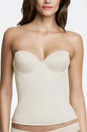 DOMINIQUE INTIMATES Paige Seamless Padded Microfiber Longline Strapless Bra - Bone