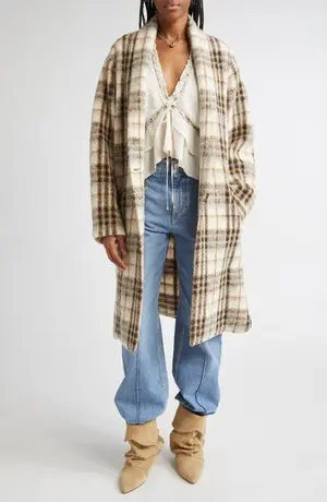 Isabel Marant Gabriel Plaid Wool-blend Coat - Ecru