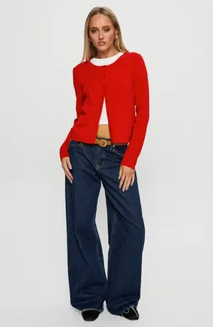 Princess Polly Relaxed Fit Cardigan - Red