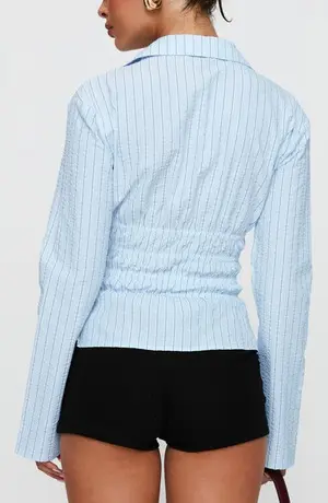 Princess Polly Lisel Shirred Button-up Shirt