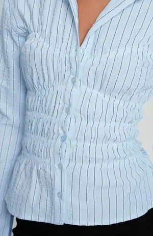 Princess Polly Lisel Shirred Button-up Shirt