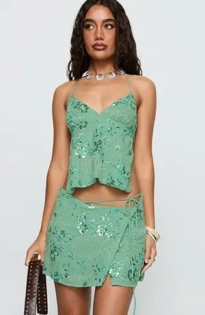 Princess Polly Beaded Wrap Miniskirt