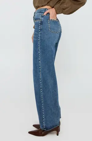 Princess Polly Saving Up Studded Straight Leg Jeans