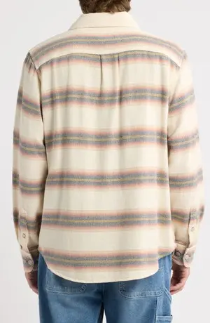DARK SEAS Summit Multi Stripe Flannel Button-up Shirt - Off-white