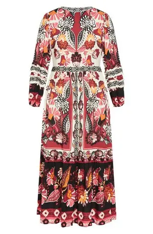 City Chic Malia Mixed Print Long Sleeve Maxi Dress