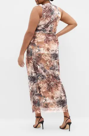 City Chic Western Print Mesh Maxi Dress