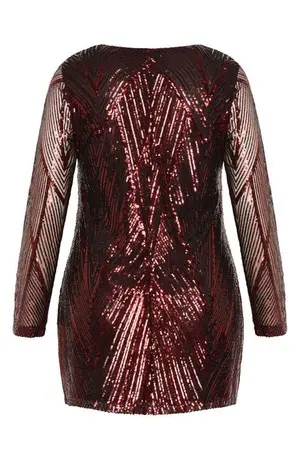 City Chic Veda Long Sleeve Sequin Mini Dress