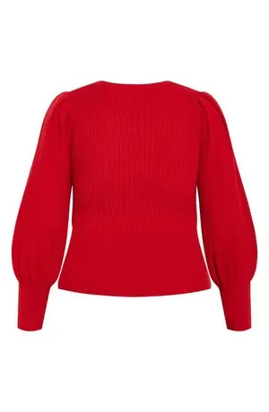 City Chic Jojo Ribbed Crewneck Sweater