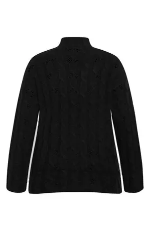 City Chic Iris Mock Neck Cable Knit Tunic Sweater