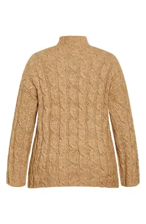 City Chic Iris Mock Neck Cable Knit Tunic Sweater