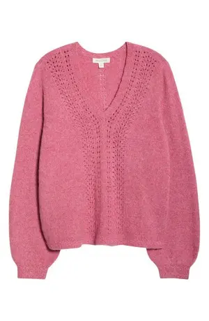 Treasure & Bond Pointelle V-neck Sweater