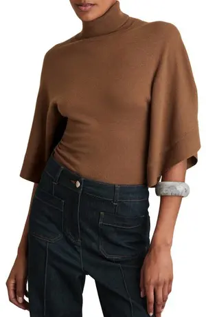 REISS Hadley Turtleneck Dolman Sleeve Wool Sweater - Tan