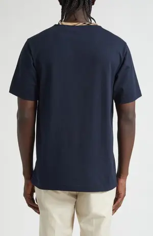 Burberry Ryan Check Trim T-shirt - Navy