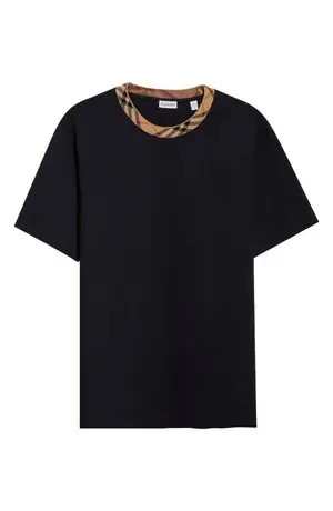 Burberry Ryan Check Trim T-shirt - Navy