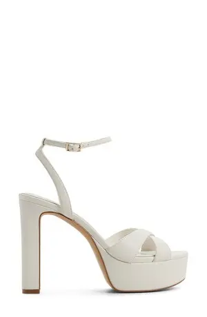 Aldo Rosine Ankle Strap Platform Sandal - White/bone