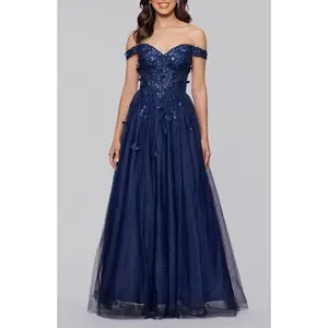 BLONDIE NITES Off-the-shoulder Sequin And 3d Embellished Tulle Gown